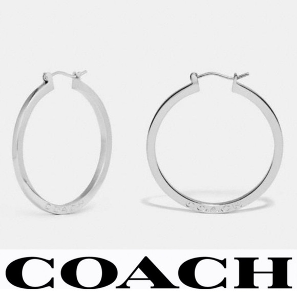 Coach | Jewelry | Coach Silver Hoop Earrings Nwt | Poshmark